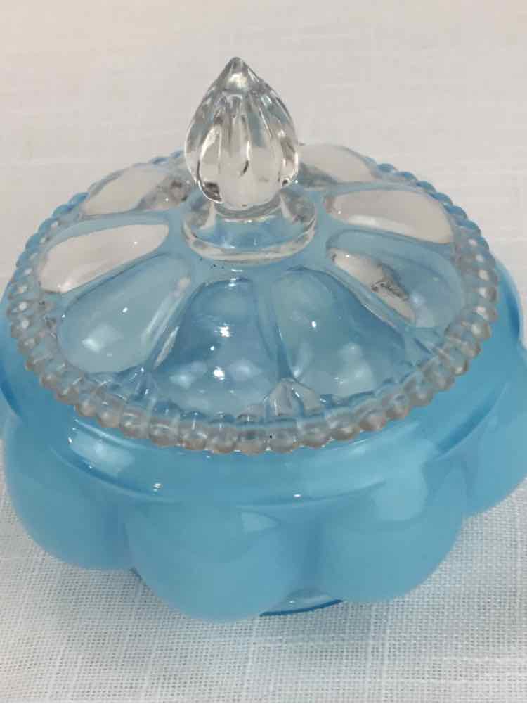 2 Piece Baby Blue Fenton Glass Lidded Trinket Holder – Evilena's Red ...