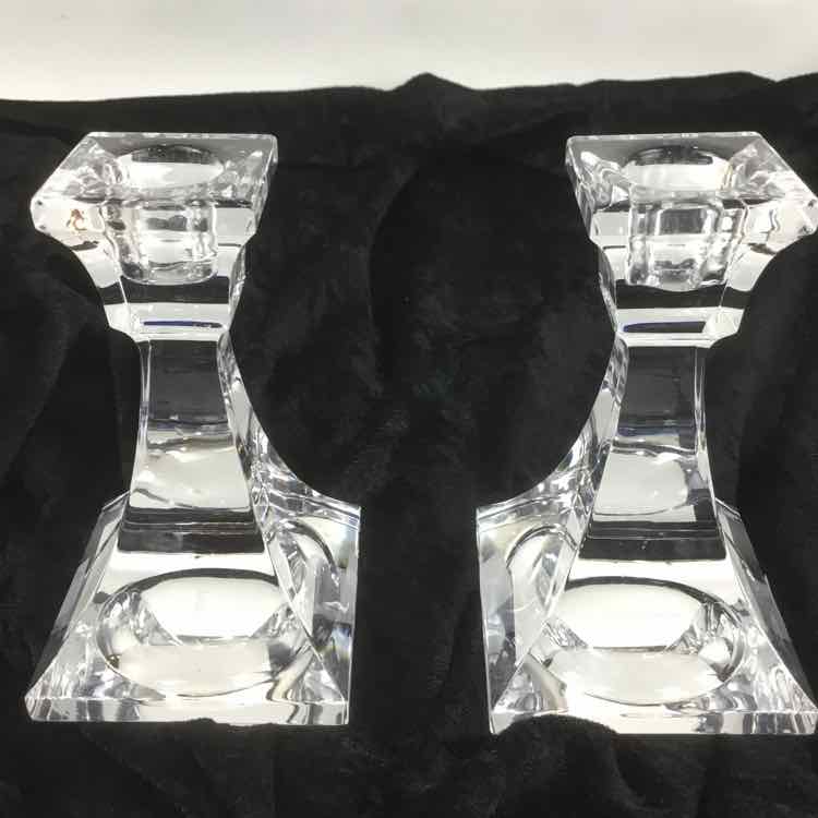 set of 2 clear Villeroy & Boch Crystal Glass taper Candlestick ...